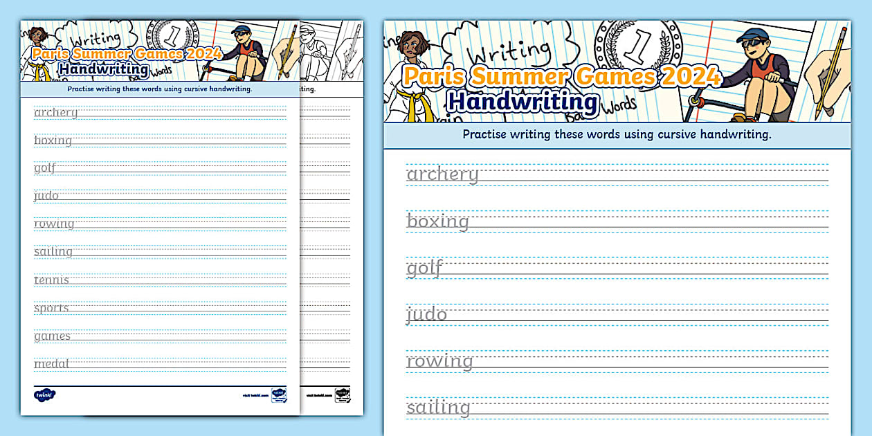 Paris Summer Games 2024 Handwriting Sheet (teacher made)