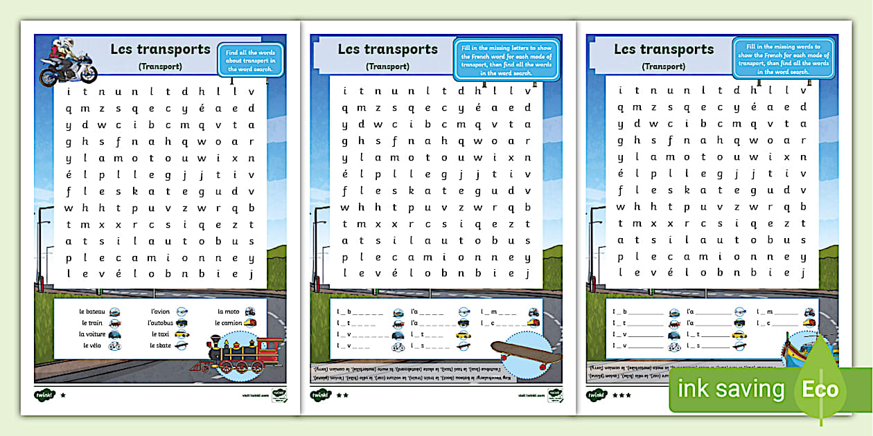 👉 French KS2 Differentiated Word Search: Transport