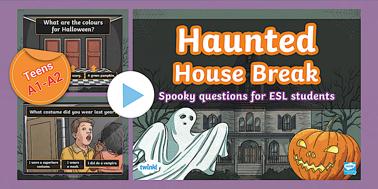 ESL Haunted House Question Break [Teens, A1-A2] - Twinkl