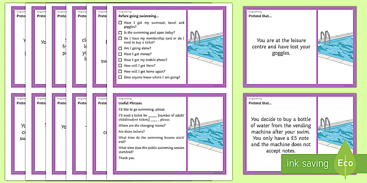 Going Swimming Scenarios and Social Scripts (teacher made)