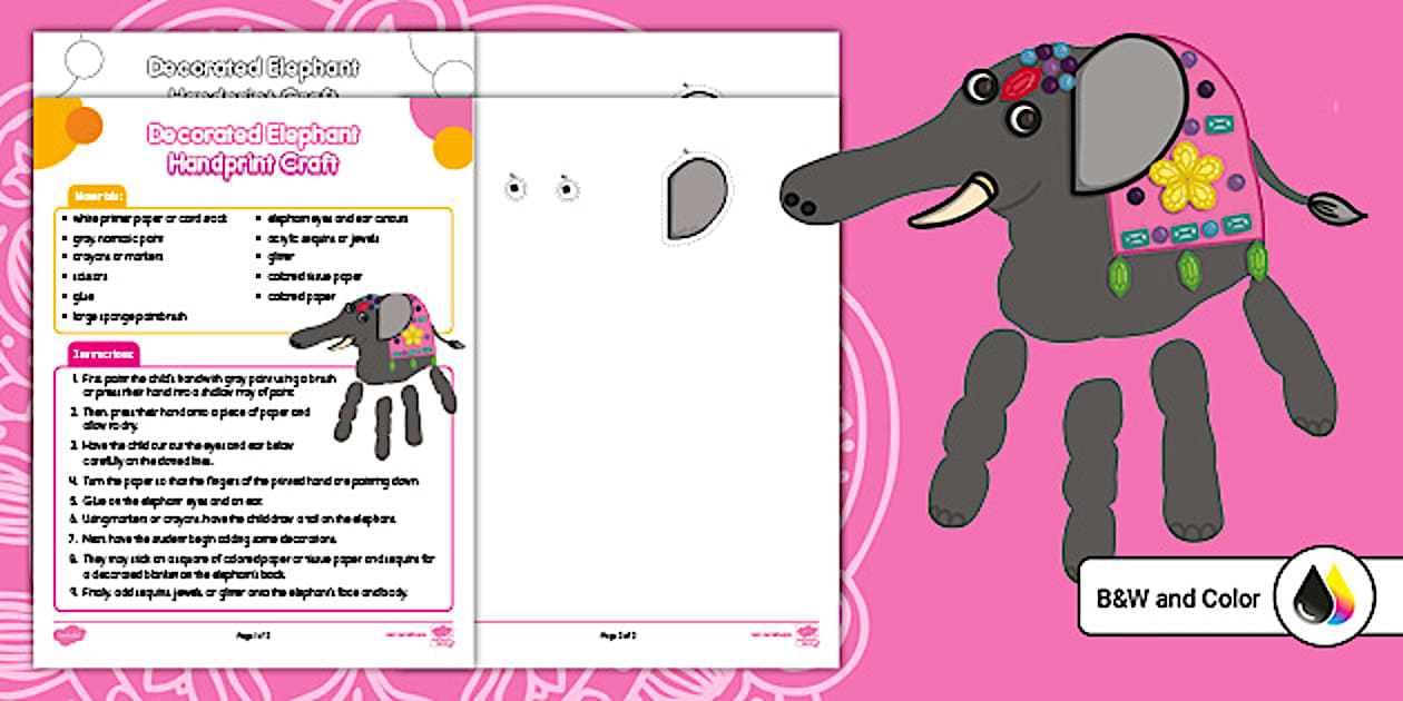 Handprint Elephant Craft for Kids | Twinkl USA - Twinkl
