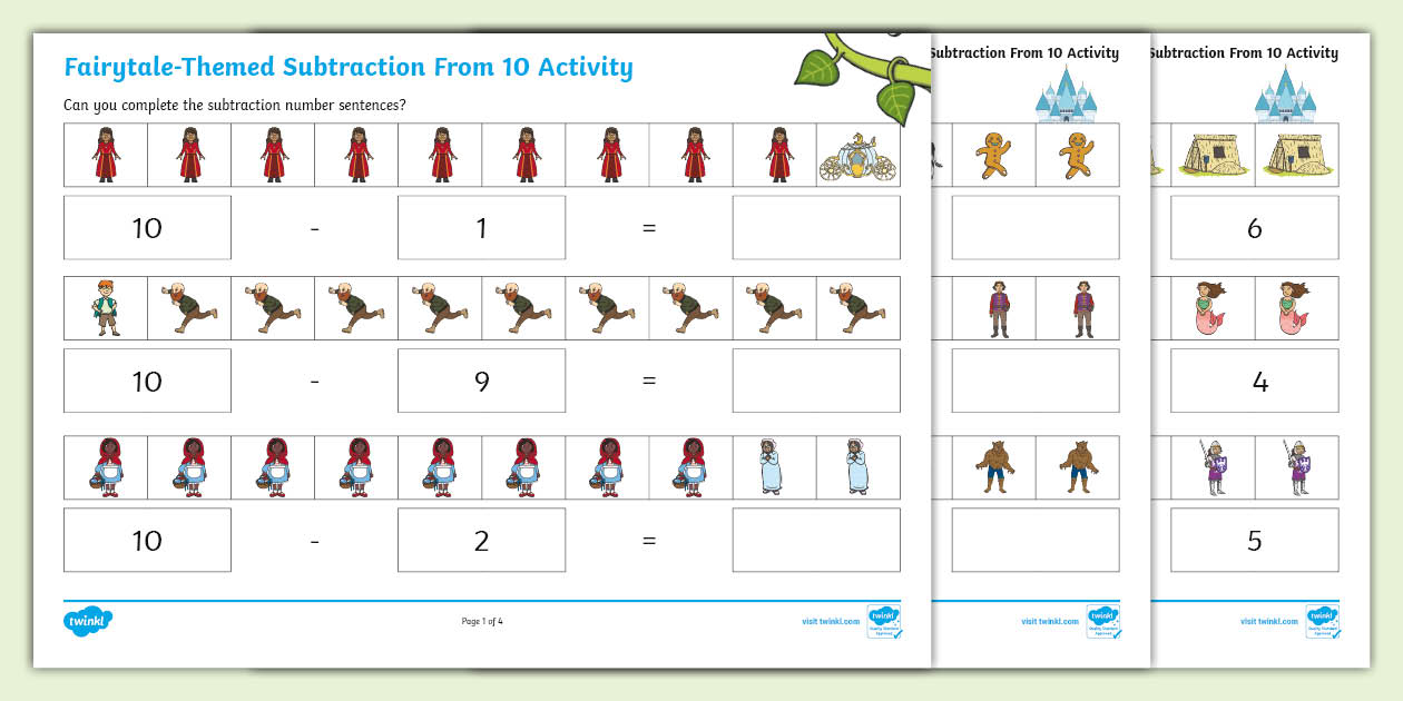 👉 Fairytale-Themed Subtraction Using Number Bonds of 10