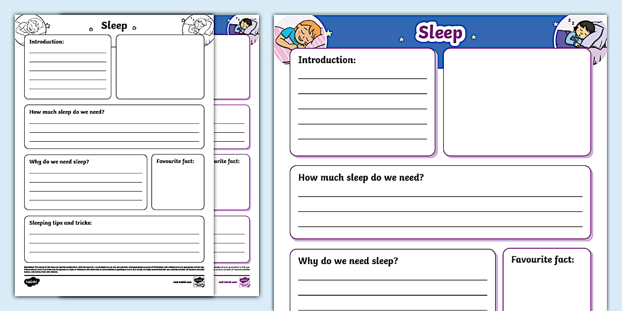 Sleep Non-Chronological Report Template (Teacher-Made)