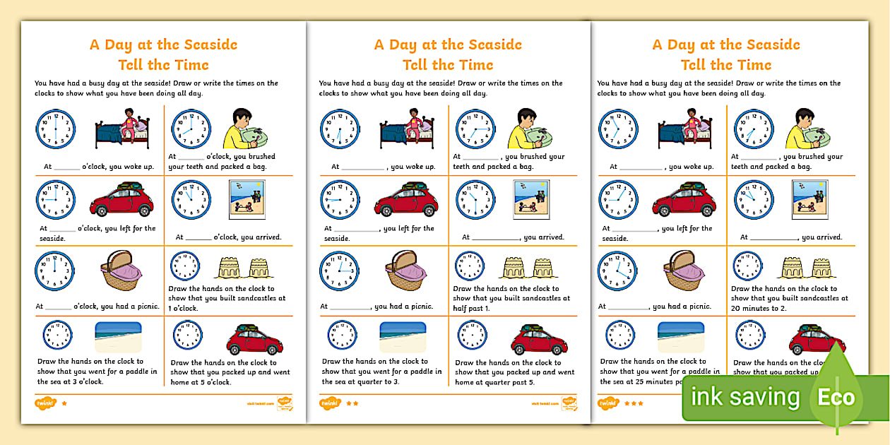 👉 KS1 Seaside-Themed Tell the Time Differentiated Activity