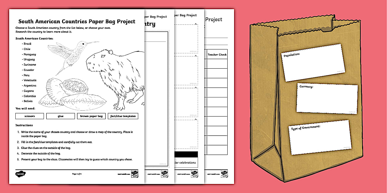 Guess the South American Country Paper Bag Project With Self-Check and ...