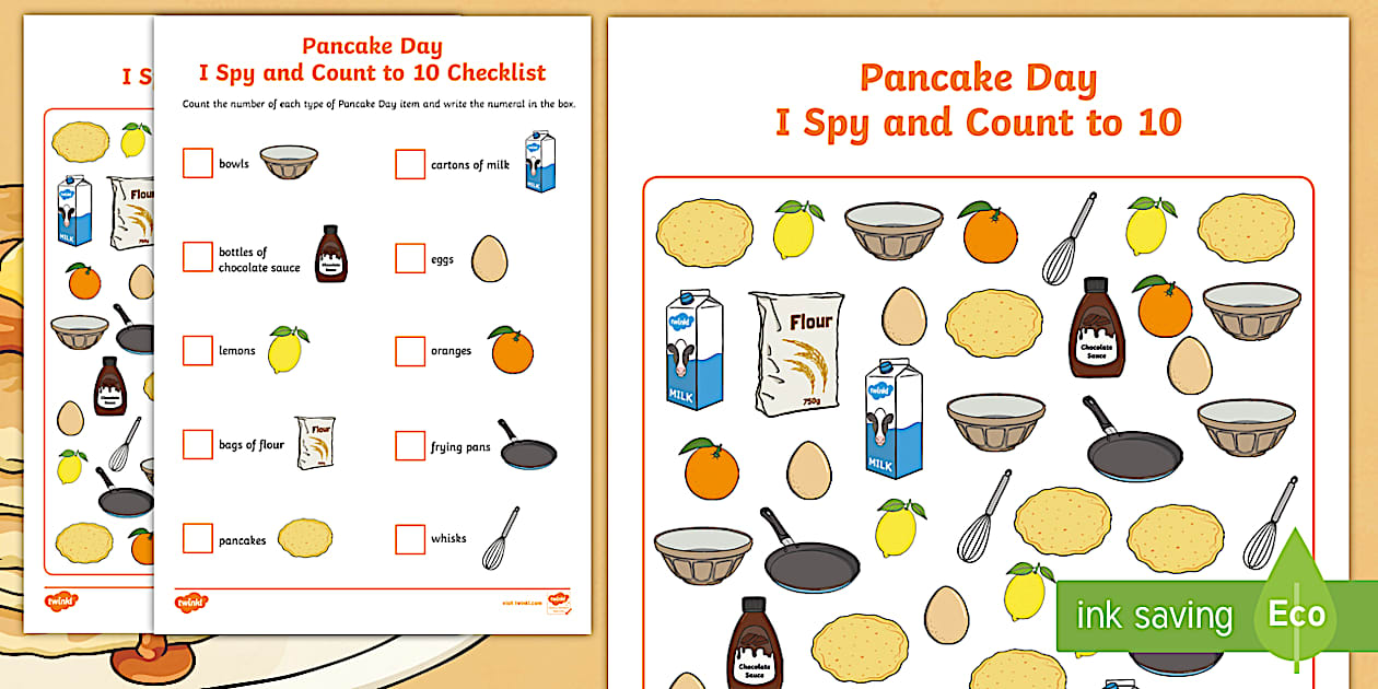 Pancake Day 'I Spy and Count' Activity to 10 (Teacher-Made)