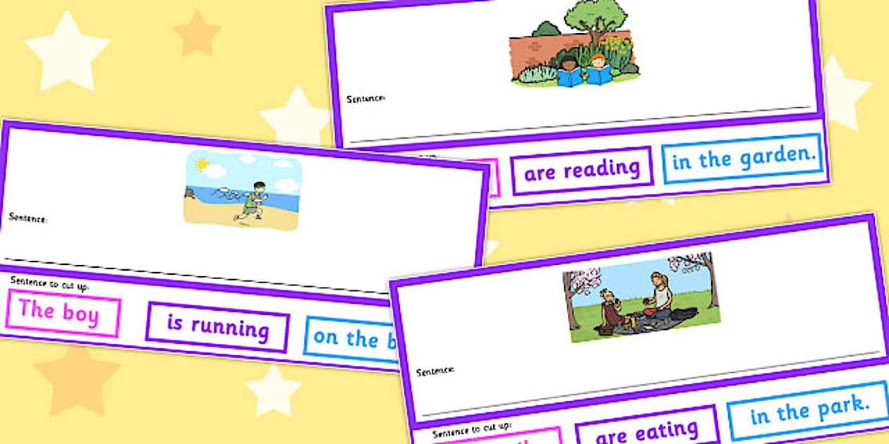 Who What Doing Where Cut Up Sentences (teacher made)