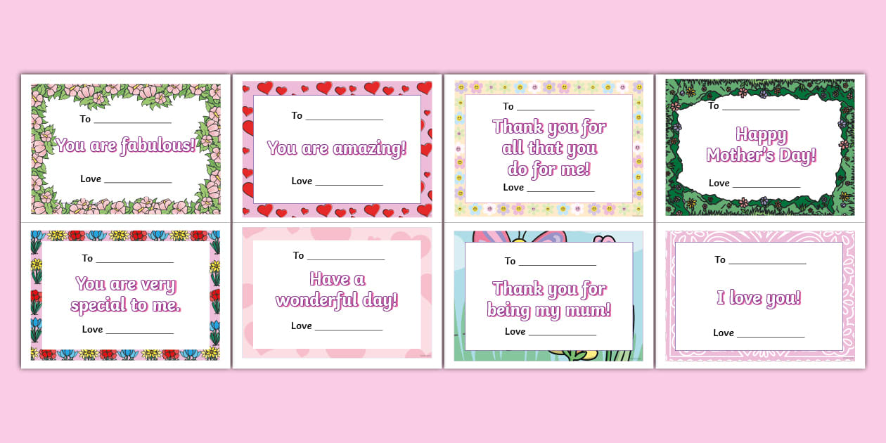 Mother's Day Card Inserts Landscape (teacher made) - Twinkl