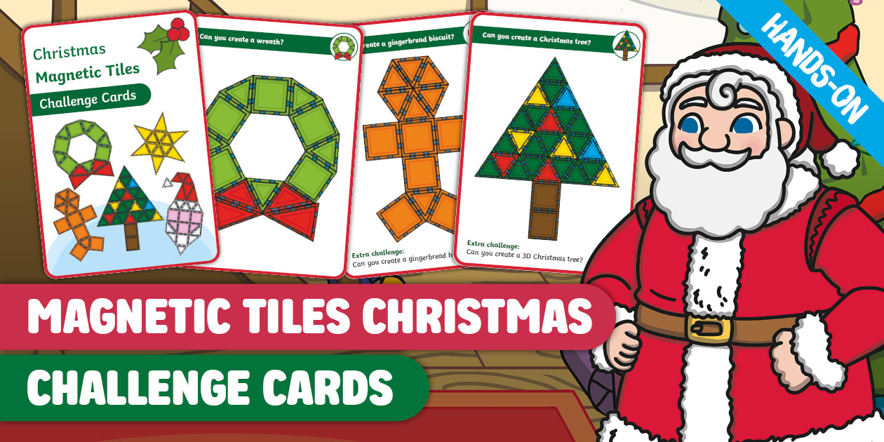 Magnetic Tiles Christmas Challenge Cards