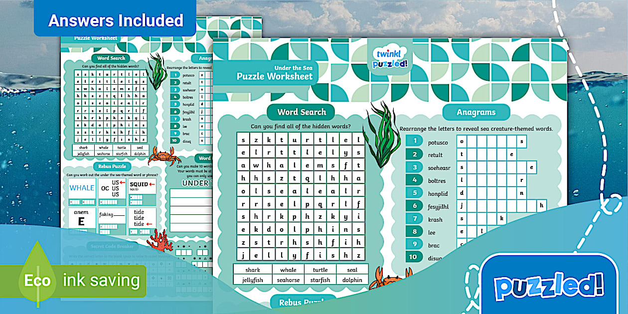 Under the Sea Puzzles and Games - Twinkl - Puzzles - Twinkl