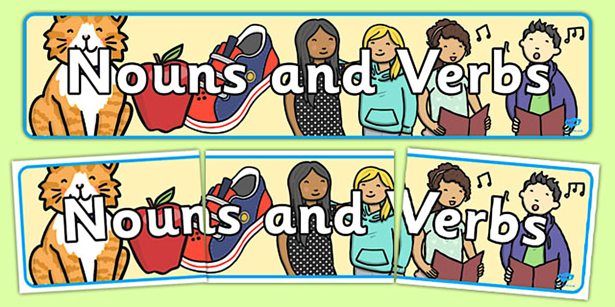 Nouns And Verbs Display Banner (teacher made) - Twinkl