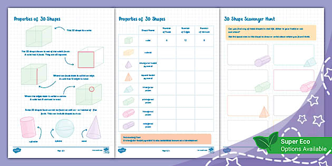 👉 Properties of 3D Shapes Activity (Ages 7 - 8) - Twinkl