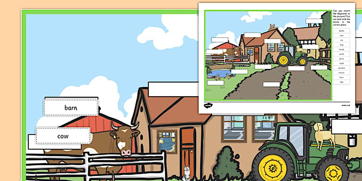 At The Farm Keyword Matching Activity (teacher made)