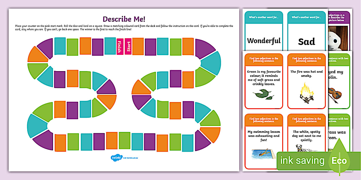 Adjectives Board Game (teacher made) - Twinkl