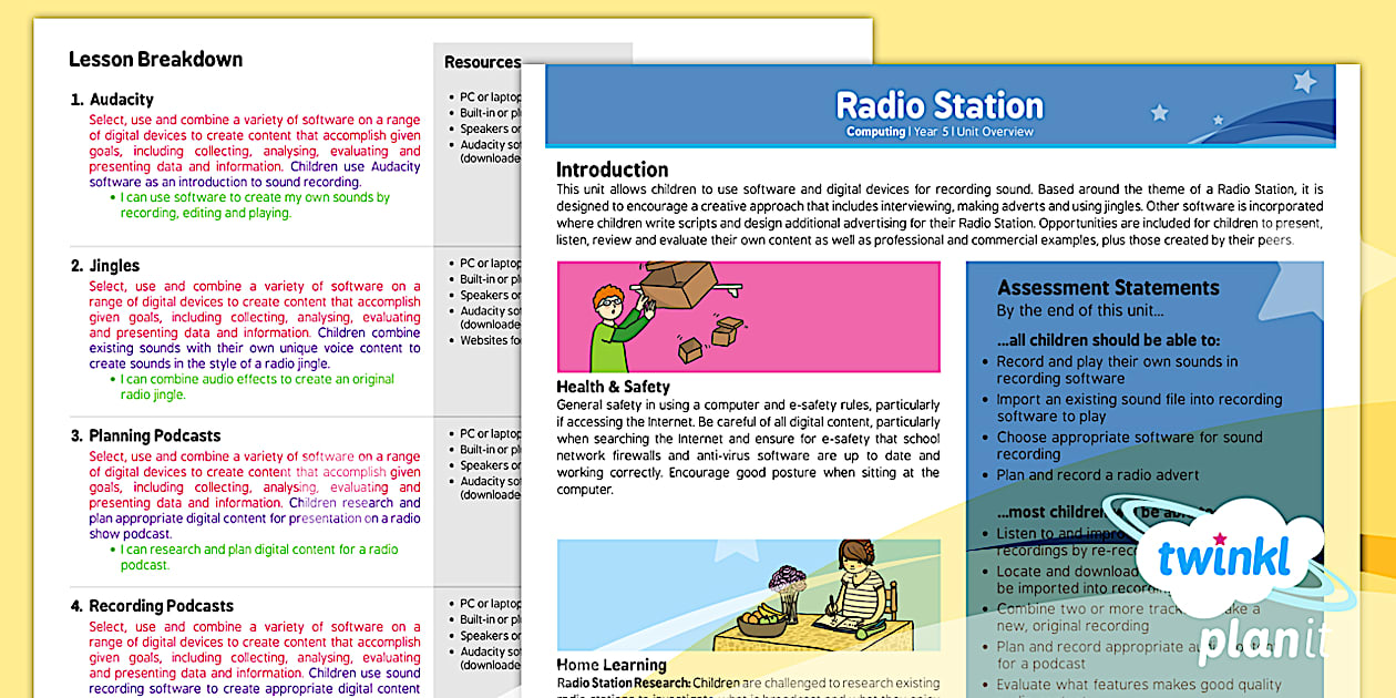 Computing: Radio Station Year 5 Unit Overview (teacher made)