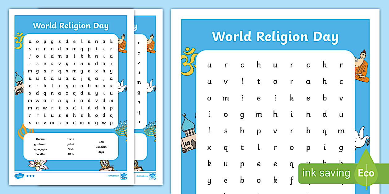 World Religion Day Word Search - Twinkl