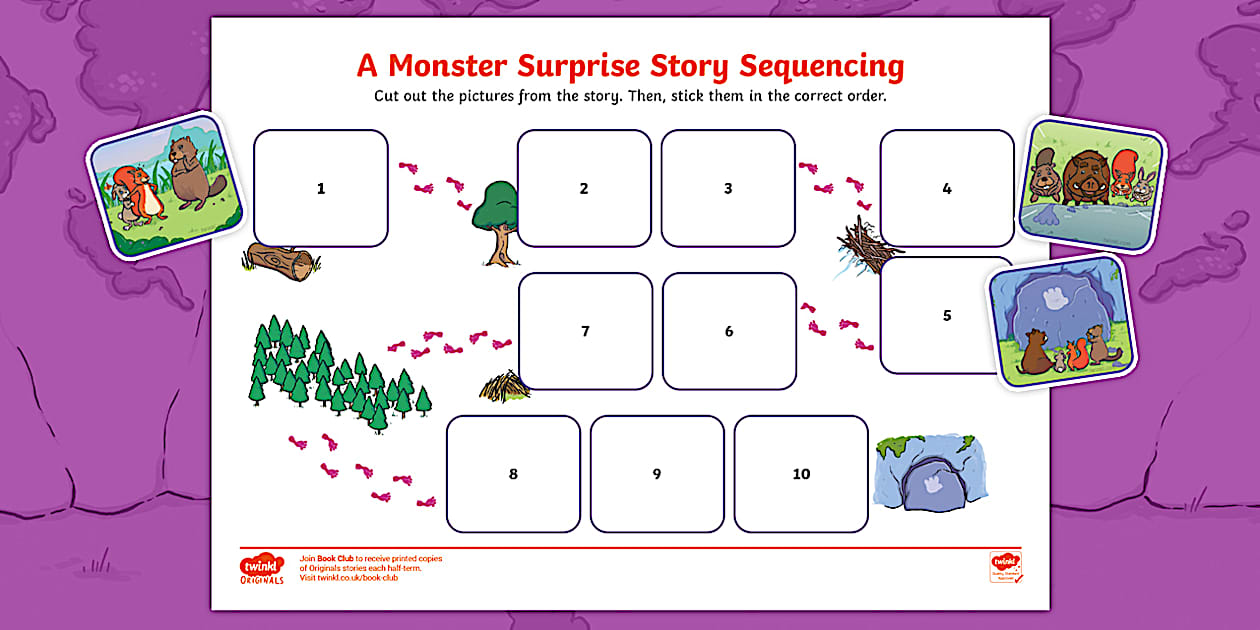 A Monster Surprise Story Sequencing Activity (teacher made)