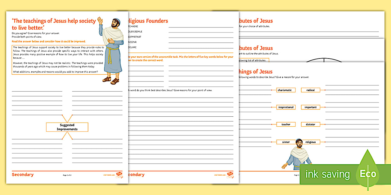 The Teachings of Jesus Worksheet / Worksheets - Secondary - RE