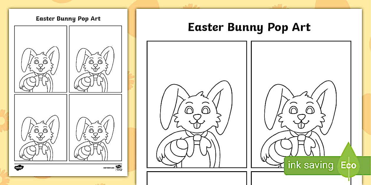 Easter Bunny Pop Art Colouring Page (teacher made) - Twinkl
