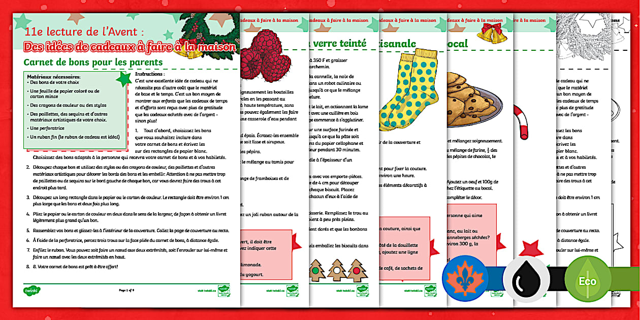 Day 11 of Advent Reading - Gift Ideas to Make at Home French