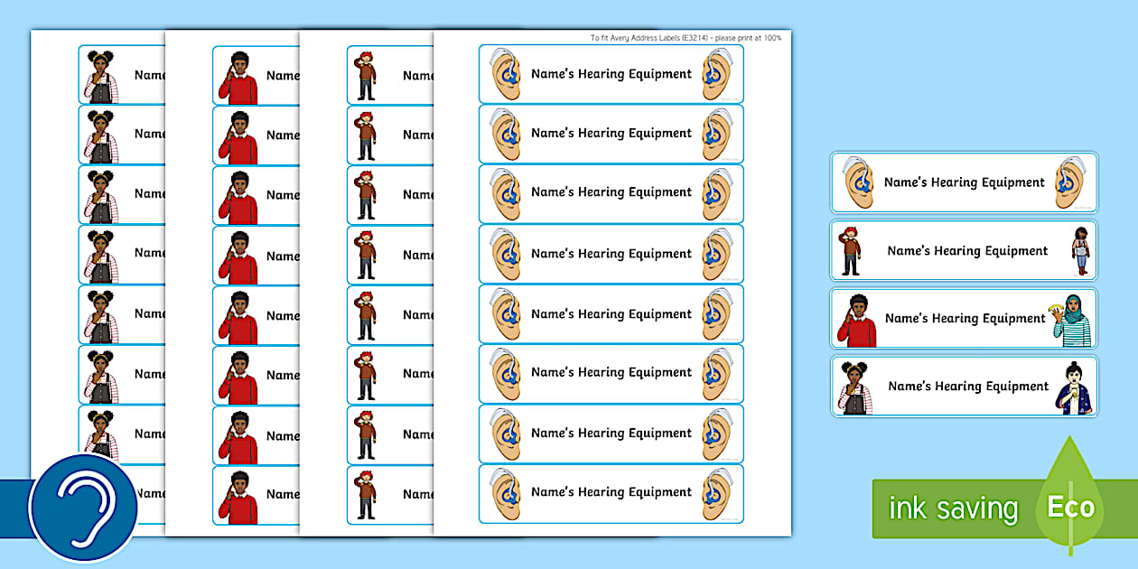 Student's Hearing Equipment Labels (Teacher-Made) - Twinkl
