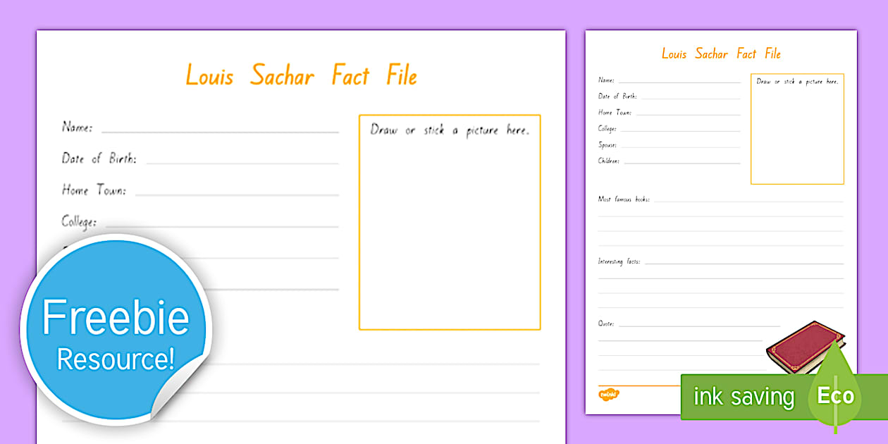 Term 1 Week 1 Year 5 and 6 Chapter Chat Author Study of Louis Sachar ...