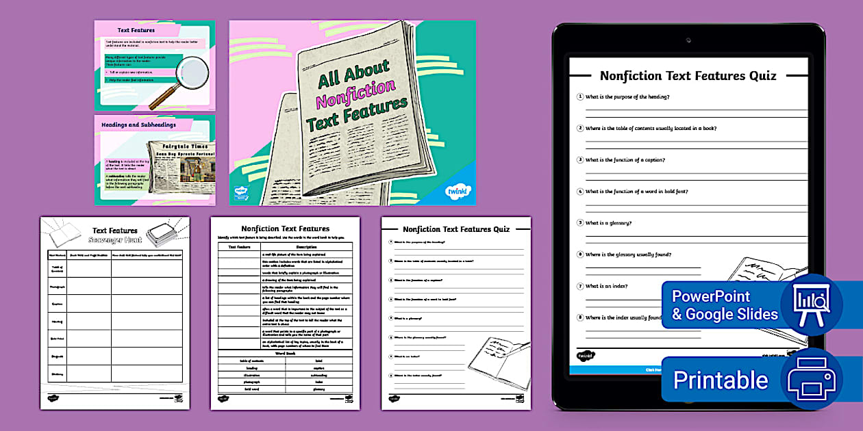 Text Features Pack | 4th Grade Resource | Twinkl USA