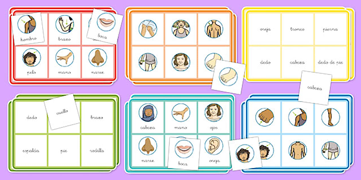 Bingo infantil: Partes del cuerpo (Hecho por educadores)