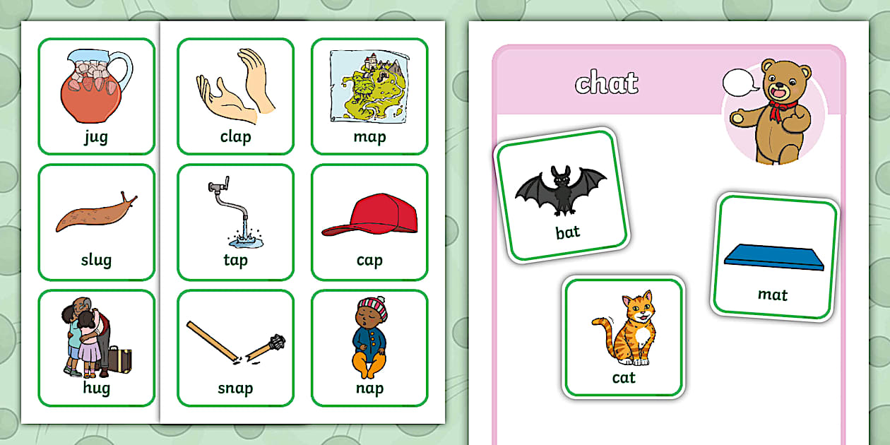 Rhyming Words PDF Sorting Cards and Mats - Twinkl