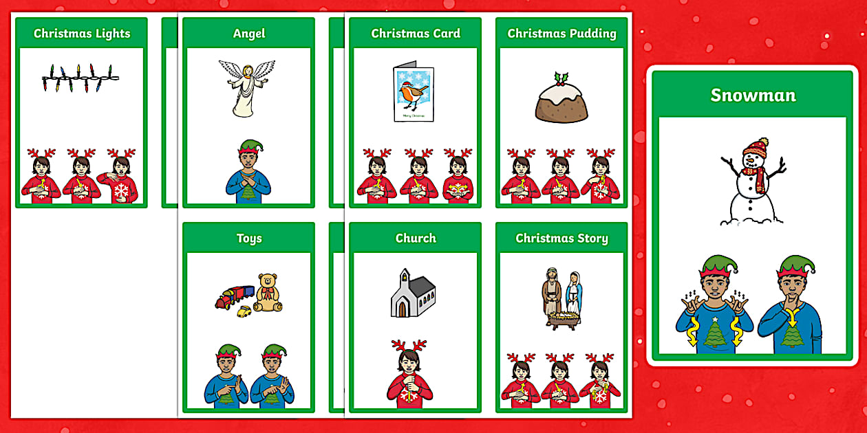 BSL Christmas Flashcards (teacher made) - Twinkl