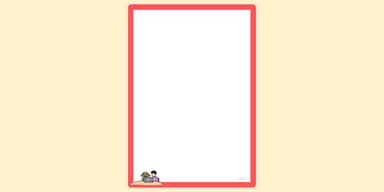 Simple Blank Children on Laptop Page Border | Page Borders