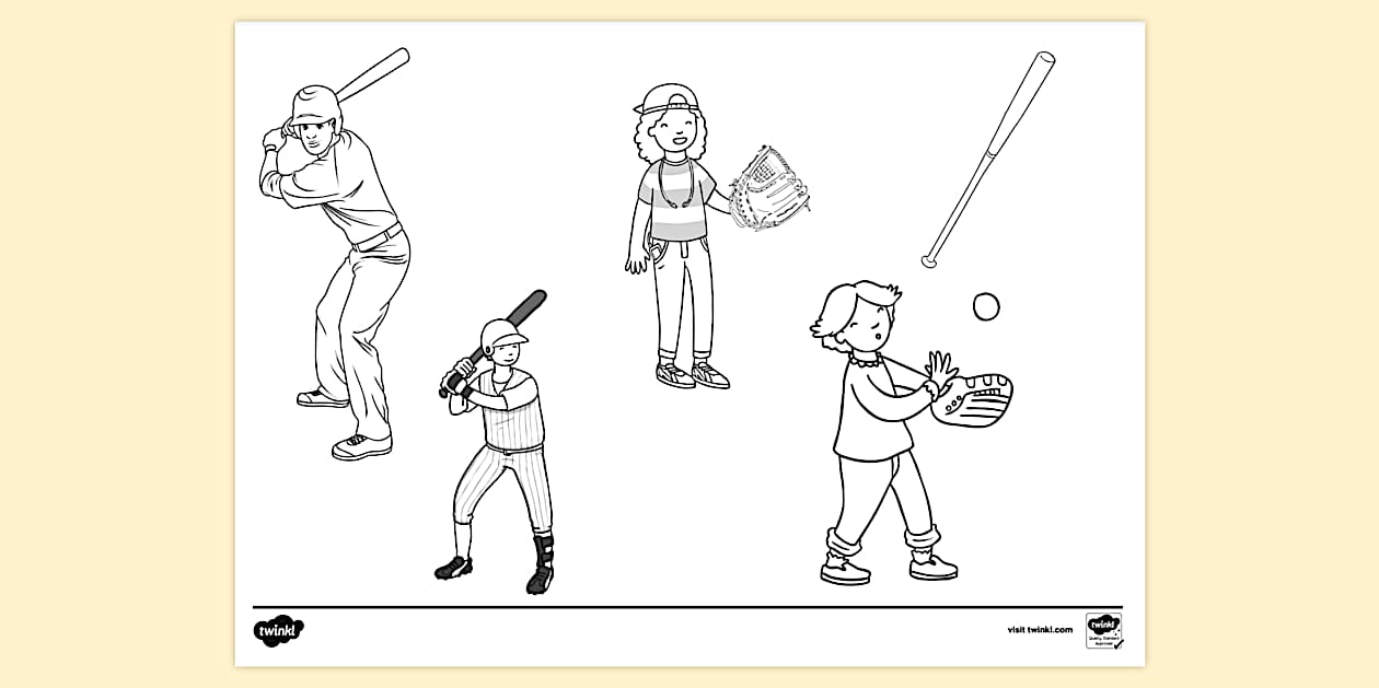 Baseball Player Colouring Page | Colouring Sheets - Twinkl