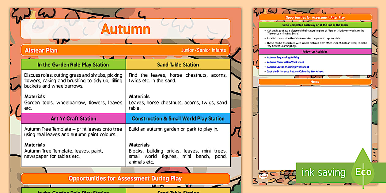 Aistear Autumn Plan (teacher made) - Twinkl