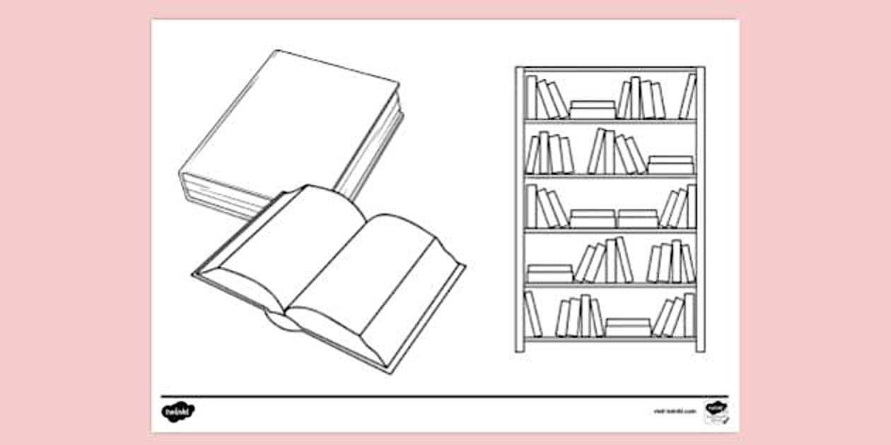 Book Colouring Page (teacher made) - Twinkl