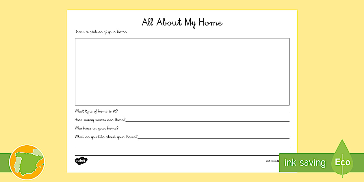 Houses and Homes: All About My Home Worksheet (teacher made)
