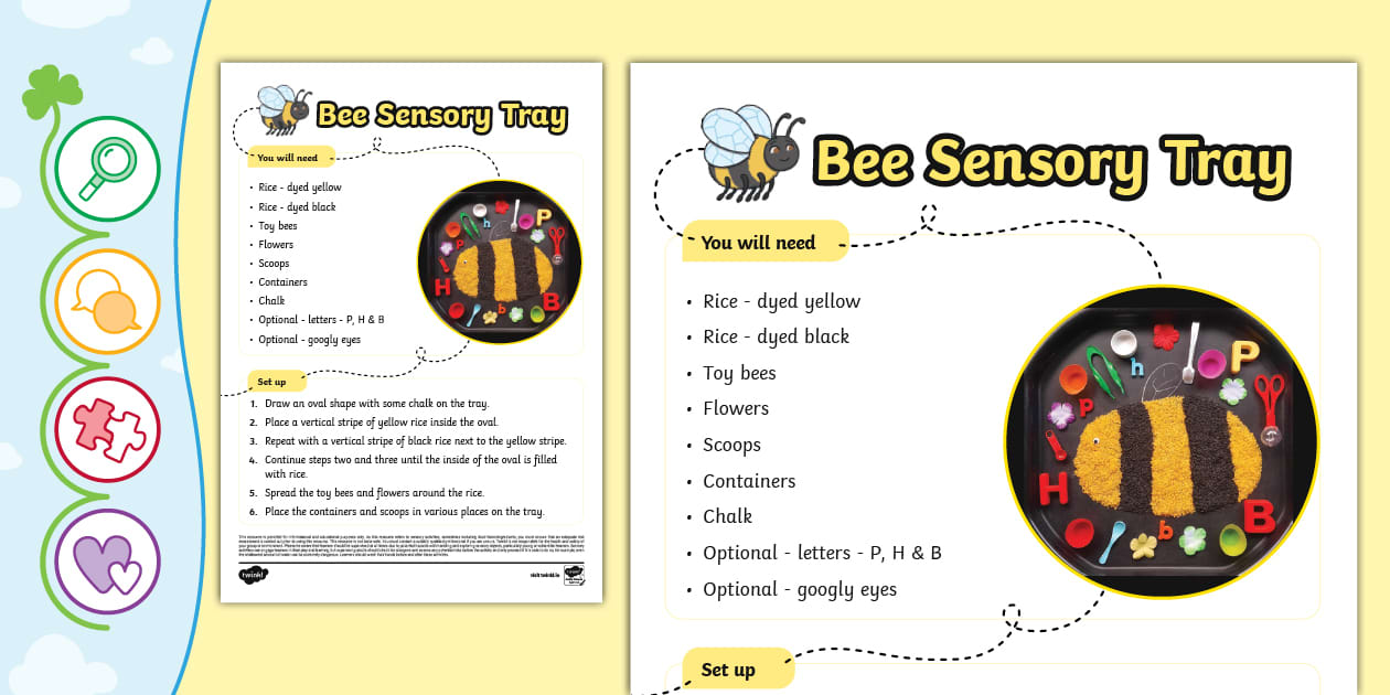Bee Sensory tray (teacher made) - Twinkl