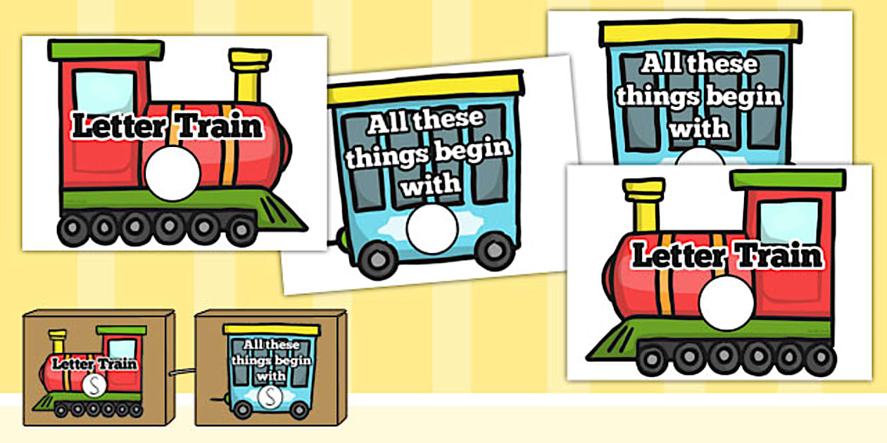 Black and White Letter Train Pictures (teacher made)