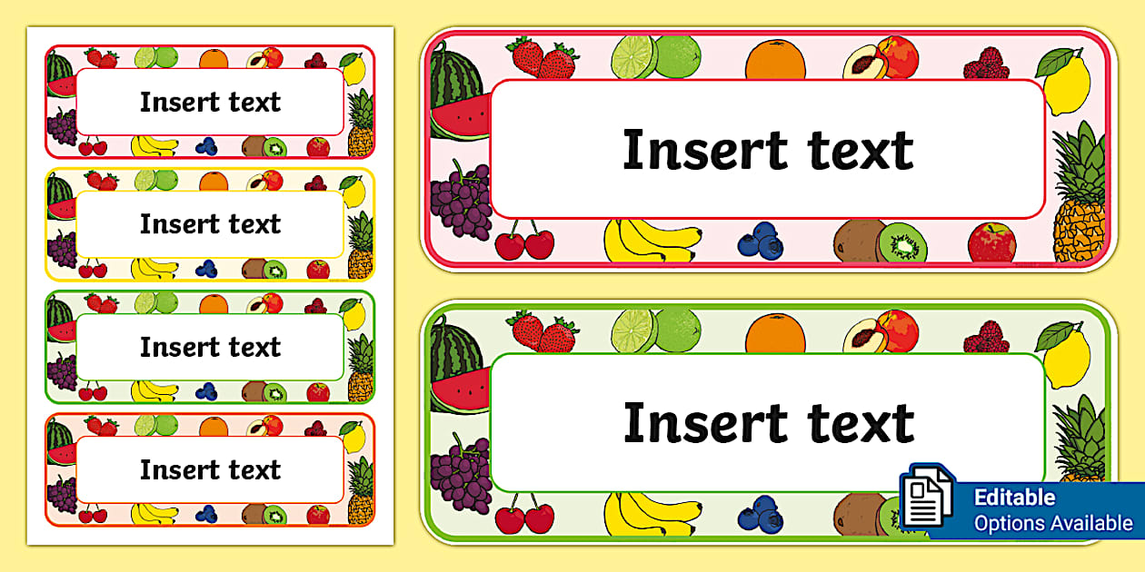 Editable Fruit-Themed Labels - Twinkl