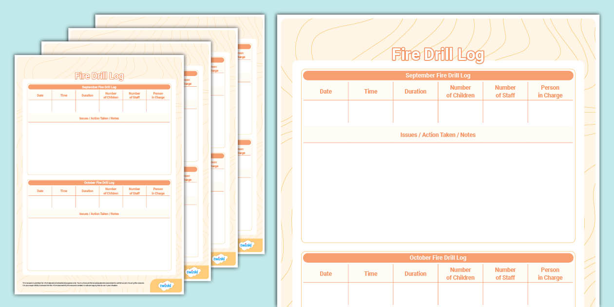 Fire Drill Log (teacher made) - Twinkl