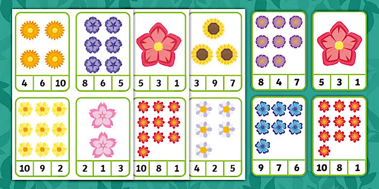 👉 Flowers Peg Counting (teacher made) - Twinkl