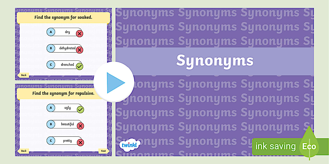 Synonyms Powerpoint Quiz (teacher made) - Twinkl