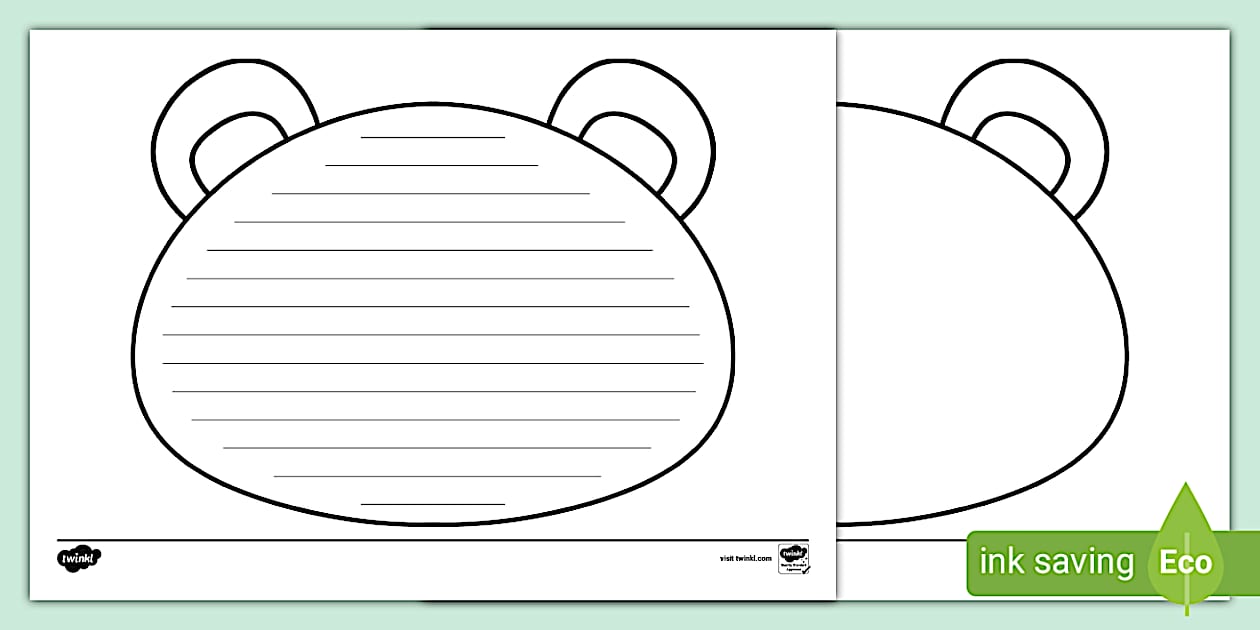 Bear Face Writing Template (teacher made) - Twinkl
