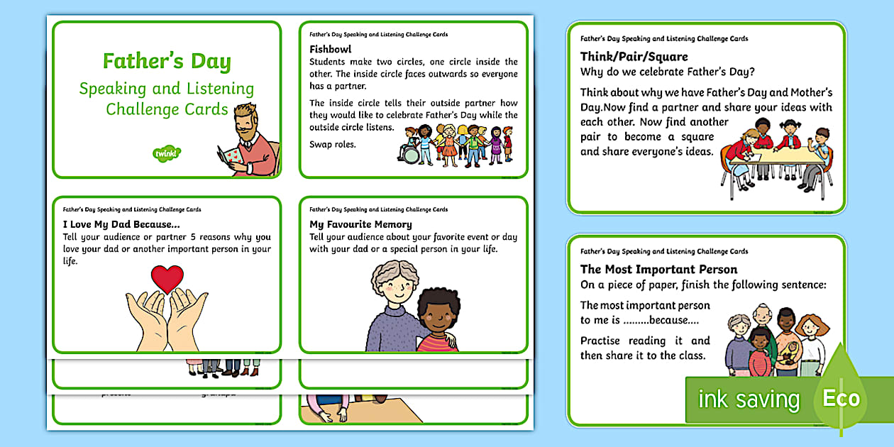 F-2 Father's Day Speaking and Listening Challenge Cards