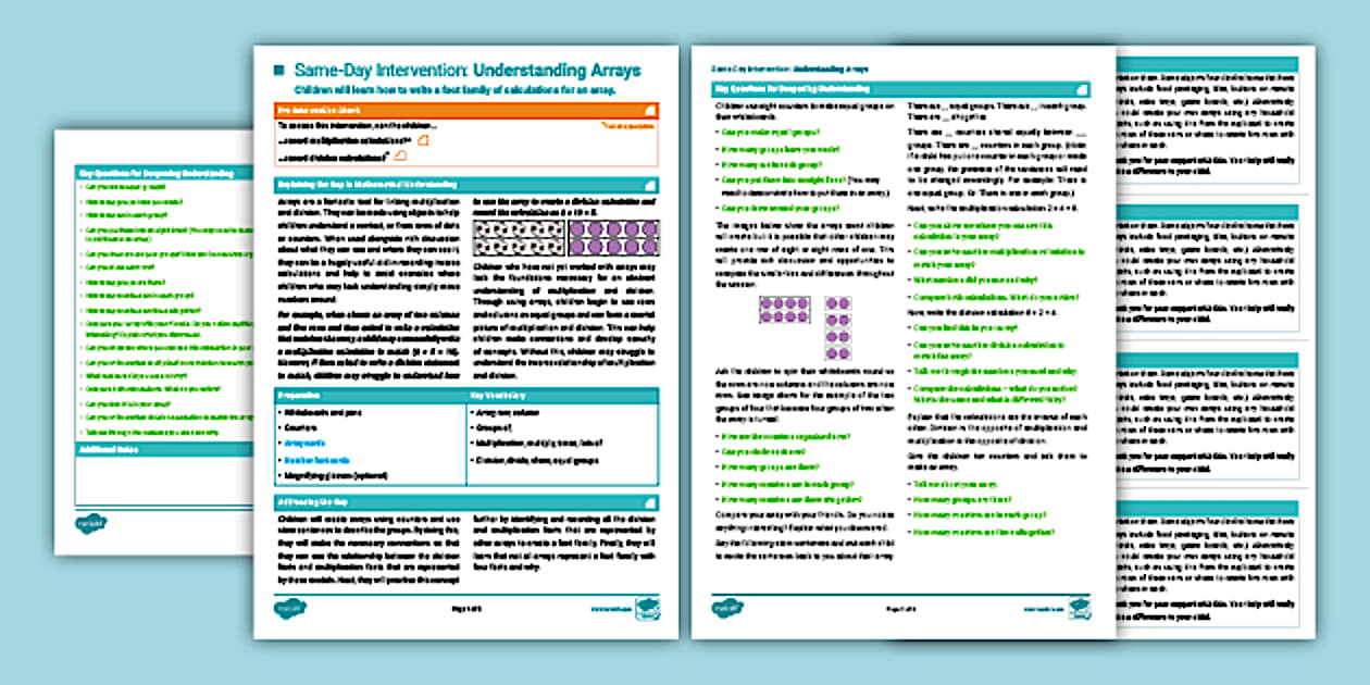 👉 Year 2 Same-Day Maths Intervention Plan: Arrays