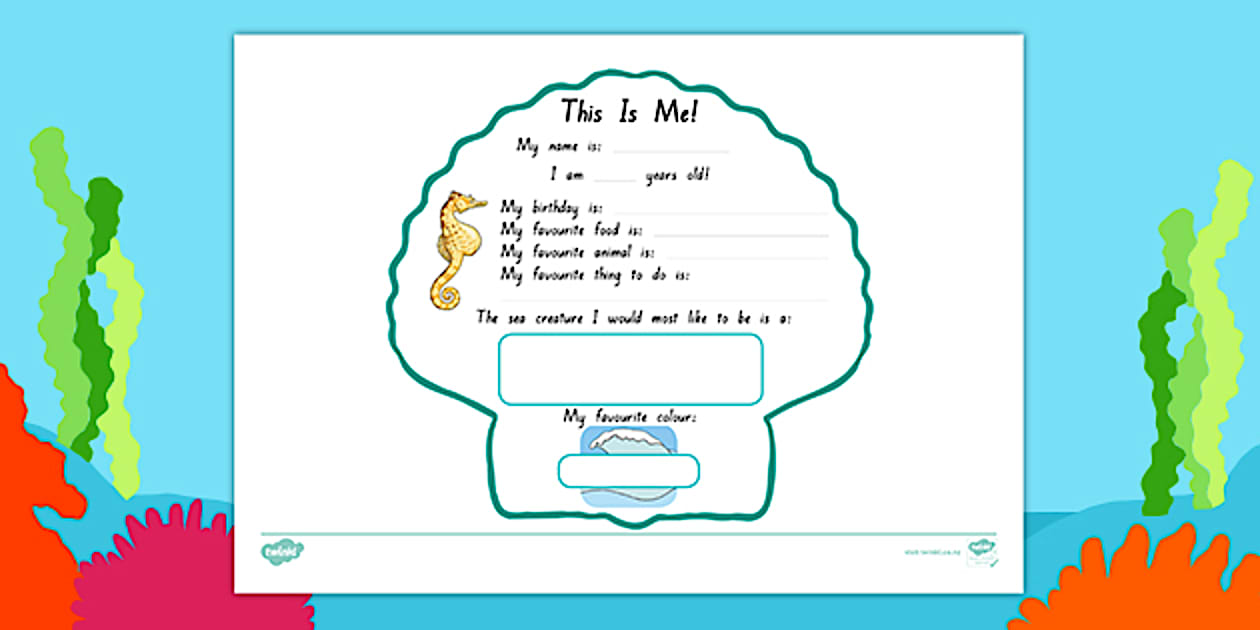 All About Me Under the Sea Worksheet