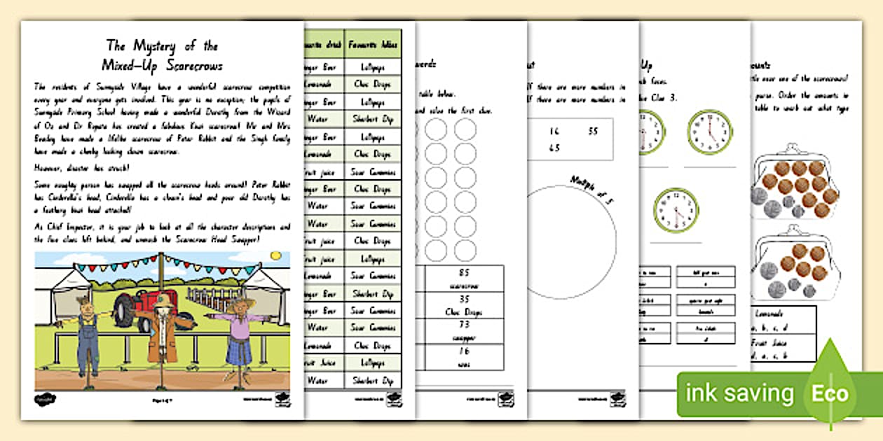 The Mixed-Up Scarecrow Math Mystery Game - Twinkl