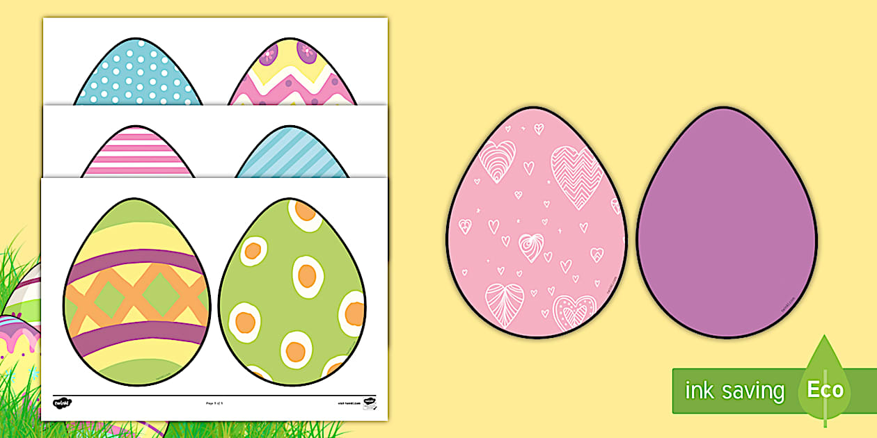 Patterned Easter Eggs Cut-Outs - English / Spanish - Inglés / Español - EAL,