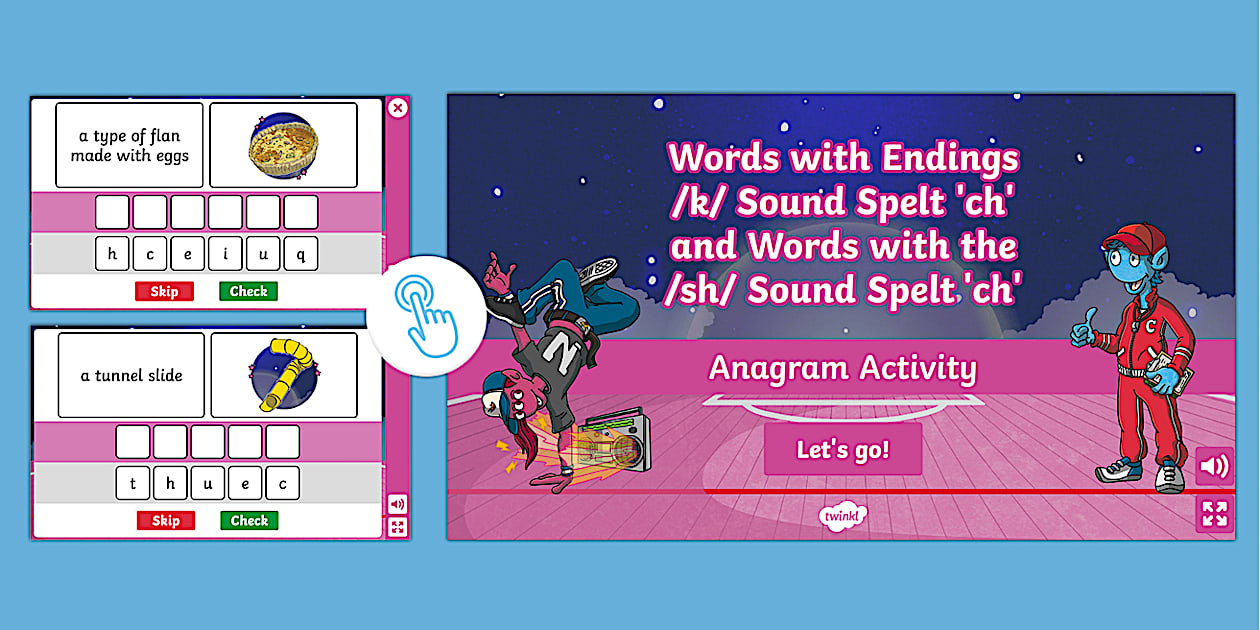 Words with Endings /k/ and Words with the /sh/ KS2 Go! Game