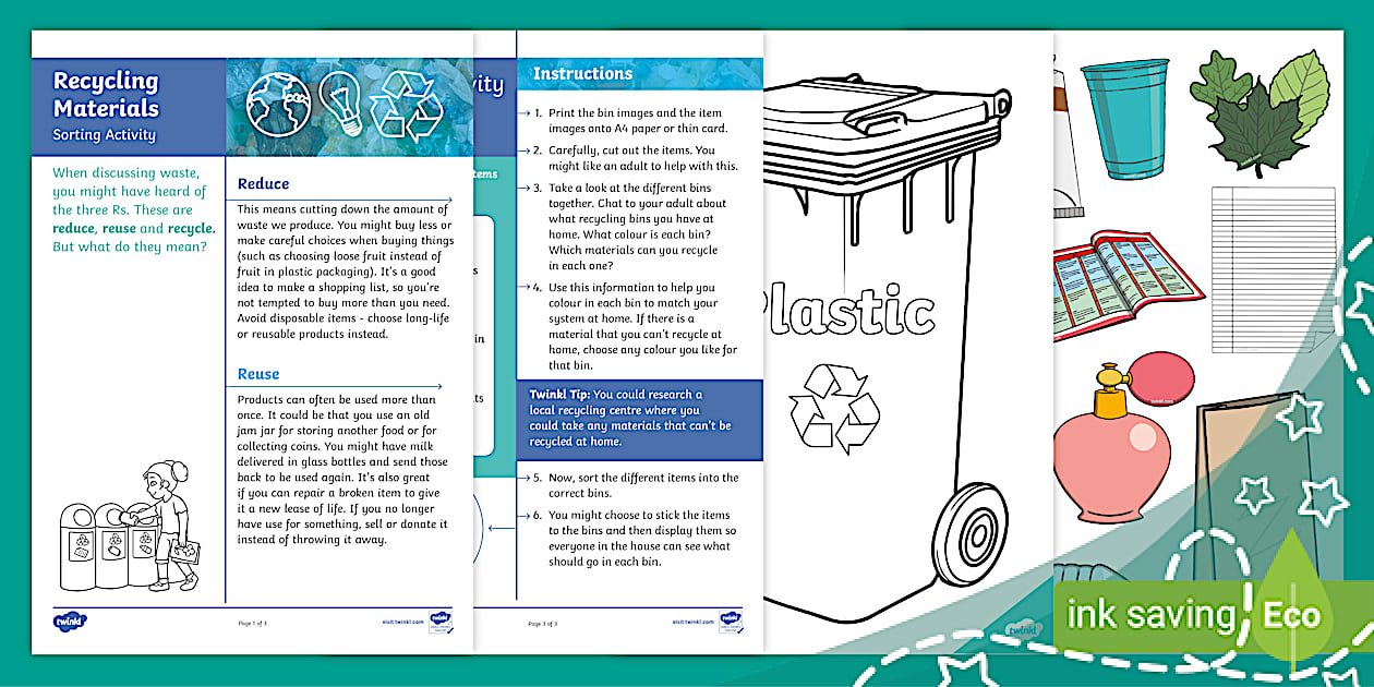 Recycling Materials Sorting Activity (Ages 5 - 7) - Twinkl