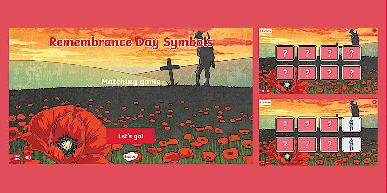 Remembrance Day Symbols Interactive Matching Game - Twinkl